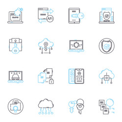 Guarded secrets linear icons set concealed Vector Image