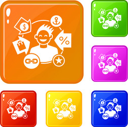 Happy client icon simple style Royalty Free Vector Image