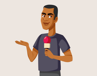 Male reporter filming a documentary cartoon Vector Image