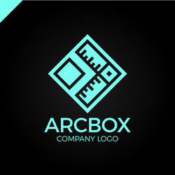 Architect box ruler and arrow logo template Vector Image