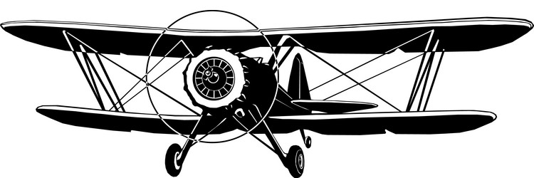 Biplane retro airplane monochrome black graphic Vector Image