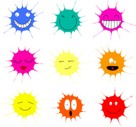 Smiling color splashes 2 Royalty Free Vector Image