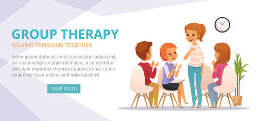 Group therapy cartoon banner Royalty Free Vector Image