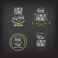 Lunch menu logo and badge design Royalty Free Vector Image