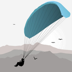 Paraglider with paramotor silhouette Royalty Free Vector