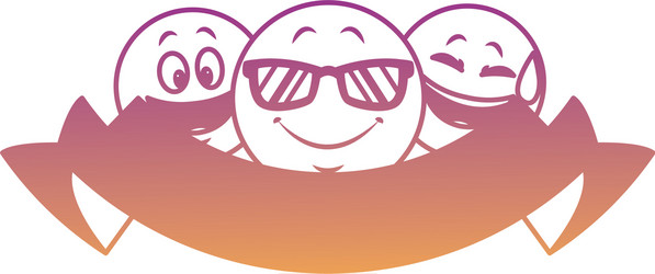 Chat emoticons with ribbon banner scribble Vector Image