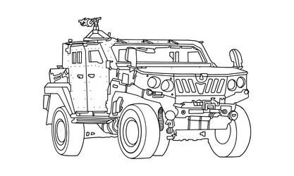 Construction vehicle sketch line art Royalty Free Vector