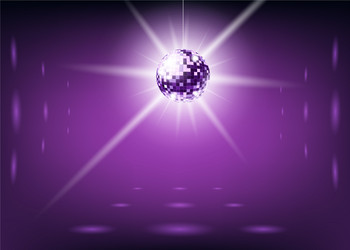 Purple disco ball banner template with shiny Vector Image