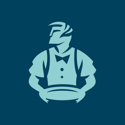 Cartoon waiter boy holding a serving tray Vector Image