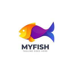 Fresh fish logo template design Royalty Free Vector Image