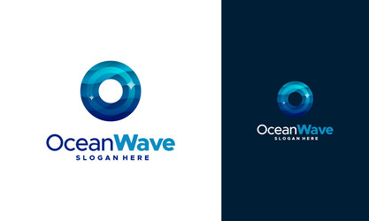 Modern iconic ocean wave logo with waves Vector Image