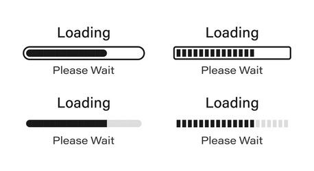Loading please wait symbol icon set in blue Vector Image