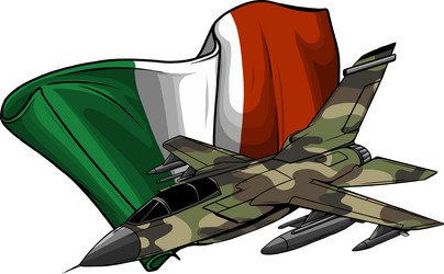Military fighter jets with italian flag Royalty Free Vector