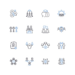 Conclave line icons collection meeting council Vector Image