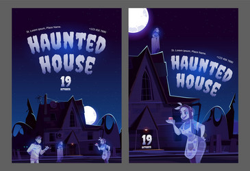 Haunted house posters with old ghosts Royalty Free Vector