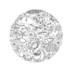 Marine-themed circle shape design element sea Vector Image