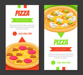Italian pizza card templates set with traditional Vector Image