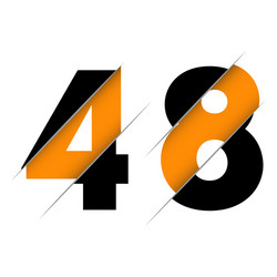 48 4 8 number logo design with a creative cut Vector Image