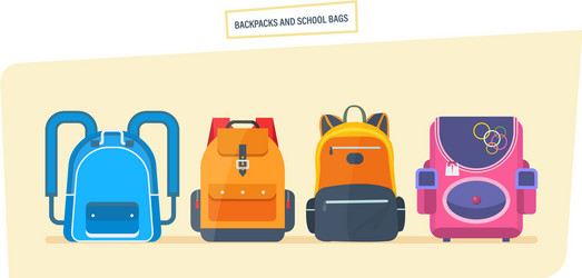 Colorful backpacks with school supplies kids Vector Image