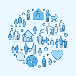 Joyful and united family isolated round icons Vector Image