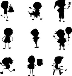 Hand drawing abstract cartoon silhouette kids Vector Image