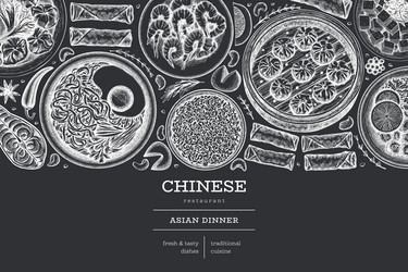 Chinese dish chalk board hand drawn isolated Vector Image