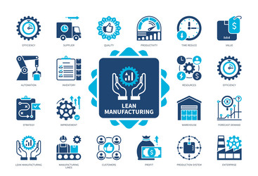 Lean manufacturing infographics linear icons Vector Image