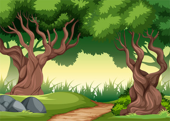 Cartoon tropical forest with trees and plants Vector Image