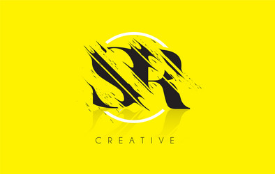 Sr artistic letter logo design with serif font Vector Image