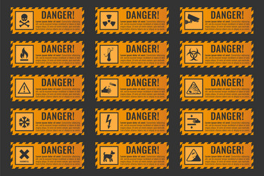 Danger sign with warning text Royalty Free Vector Image