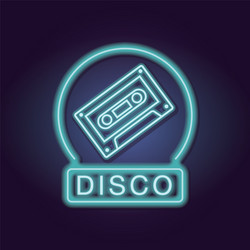 Disco emblem neon lights Royalty Free Vector Image