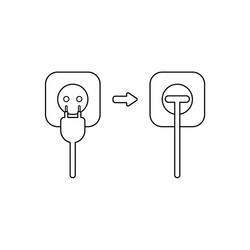 Icon concept plug and outlet plugged Royalty Free Vector