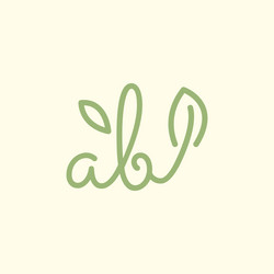 Letter ab line art leaf plant feminine botanical Vector Image