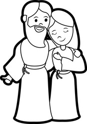 Mary and joseph in the dessert with a donkey Vector Image