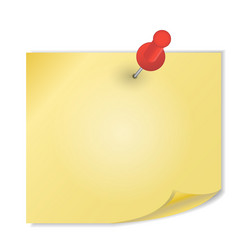 Yellow paper with pin on white background Vector Image