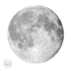 Moon in stippling style with many impact craters Vector Image