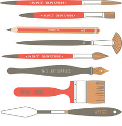 Vintage art tools Royalty Free Vector Image - VectorStock