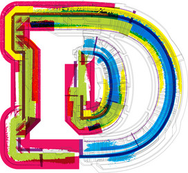 Art sketched fonts uppercase symbols letter d Vector Image