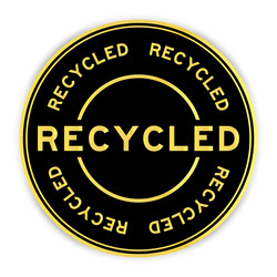 Black and gold color round label sticker Vector Image