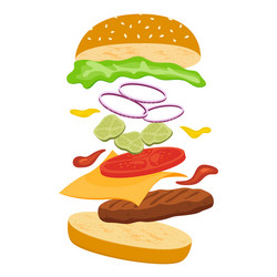 Burger jump Royalty Free Vector Image - VectorStock