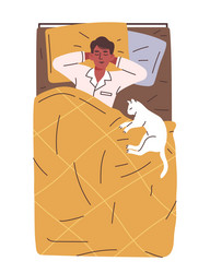 Cartoon young man sleeping in bed male bedtime Vector Image