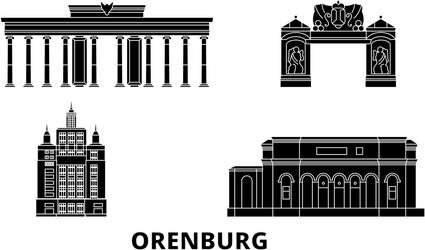 Russia orenburg line travel skyline set Royalty Free Vector
