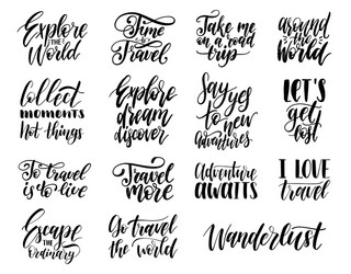 Travel lettering design set Royalty Free Vector Image