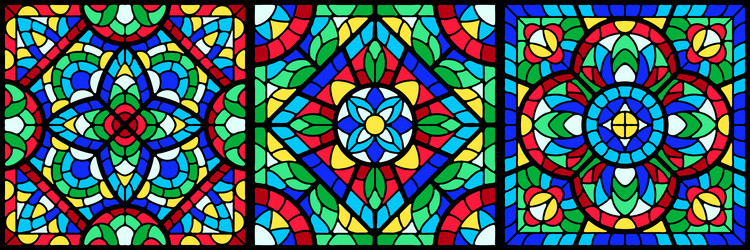 Stained-glass window with colored piece Royalty Free Vector