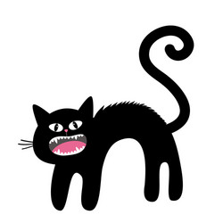 Frightened cat arch back scared kitten doodle Vector Image