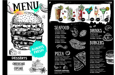 Menu restaurant brochure food flyer template des Vector Image