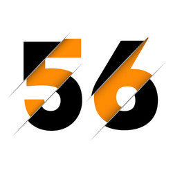 65 6 5 number logo design with a creative cut Vector Image
