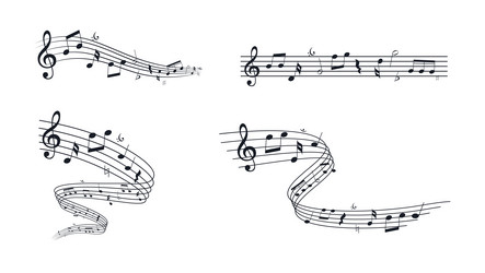 Music sheet musical note set stave Royalty Free Vector Image