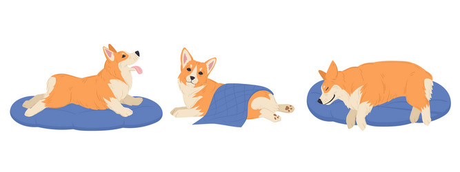 Sleeping corgi dog cartoon cute resting Royalty Free Vector