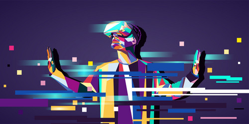 A man wearing virtual Royalty Free Vector Image